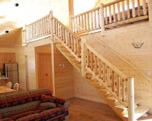 Log Cabin Stair Home Design Ideas, Pictures, Remodel and Decor