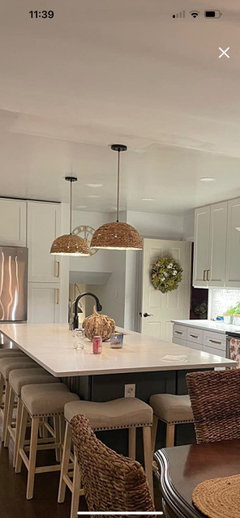 ideas to update large kitchen ceiling wood/florescent light box