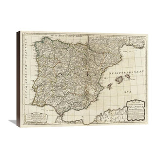 A New Map Of The Kingdoms Of Spain And Portugal, 1790, 16"x1.5"x12", 30 ...