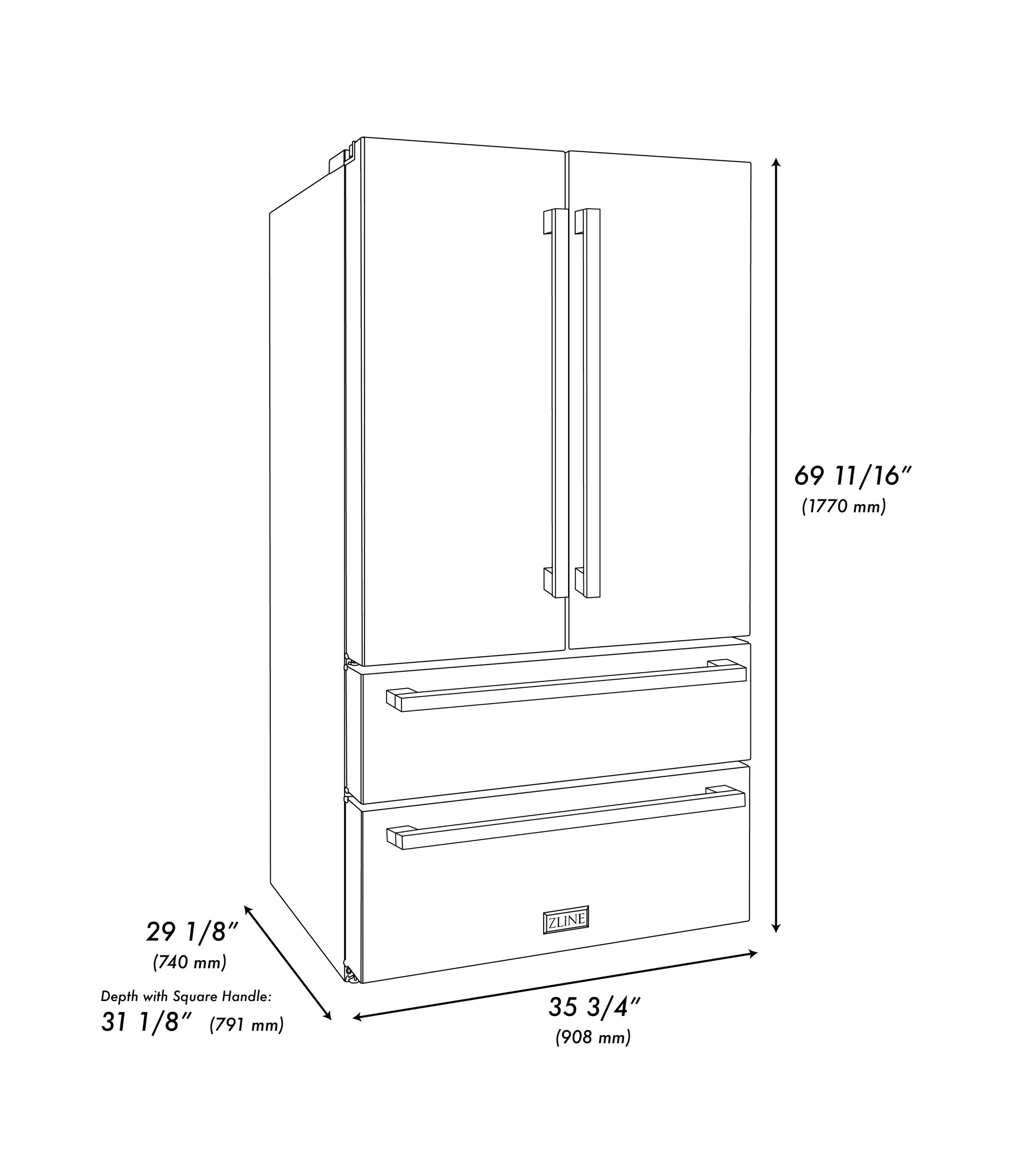 ZLINE Refrigerator With Ice Maker, Stainless RFMZ-36-FCB - Modern ...