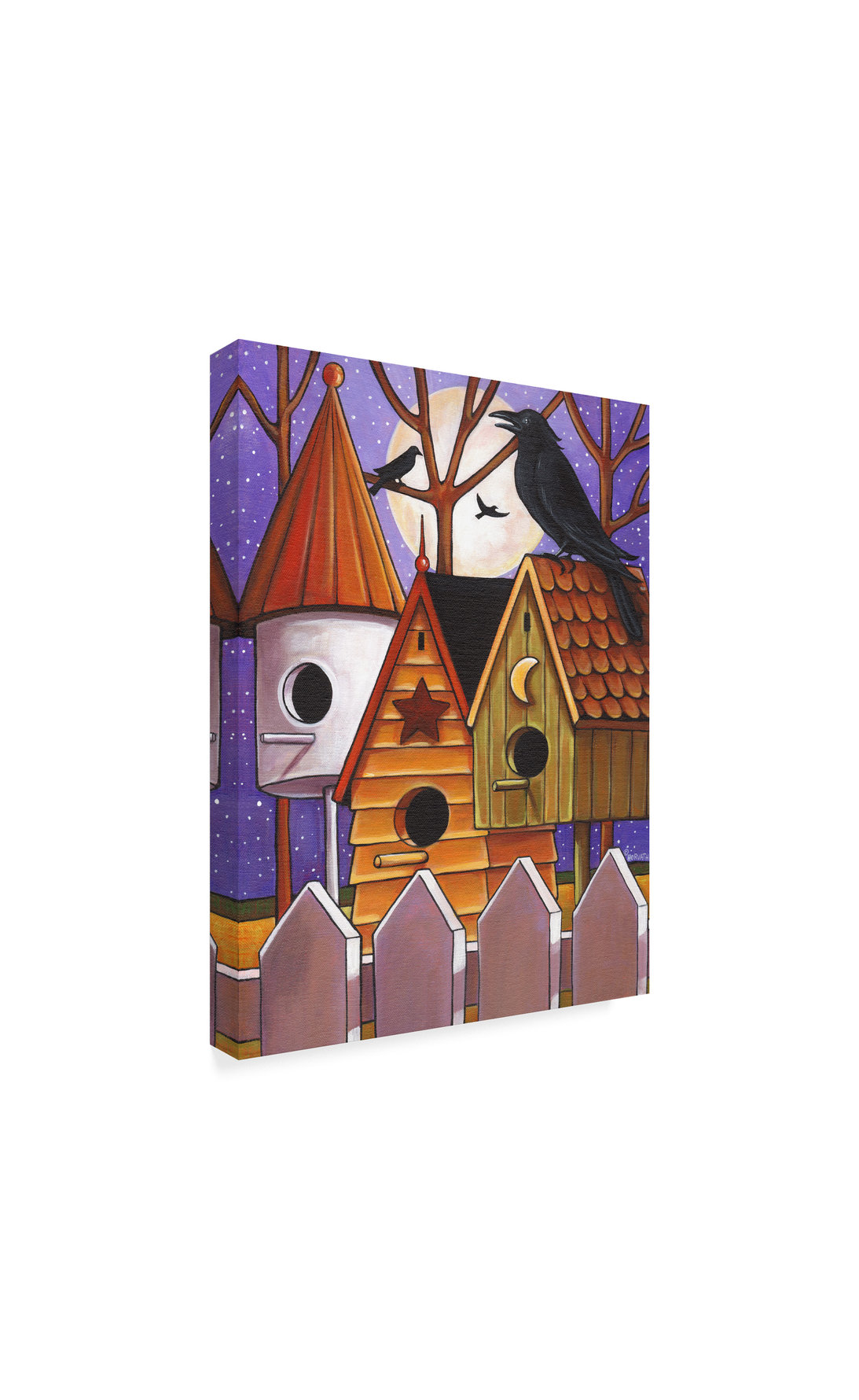 Cathy Horvath-Buchanan 'Moon Crows Houses' Canvas Art, 18"x24 ...