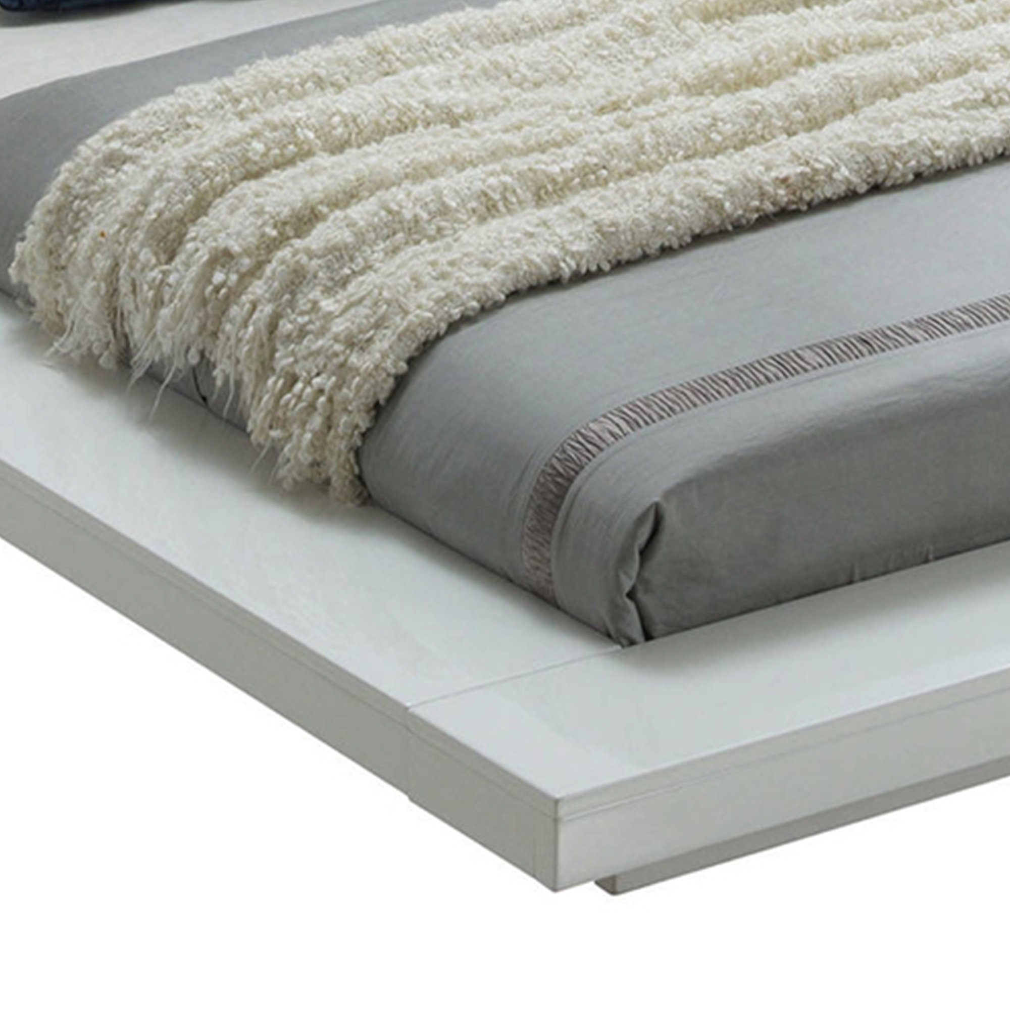 Benzara BM207406 Wooden Queen Size Low Profile Bed with Padded ...