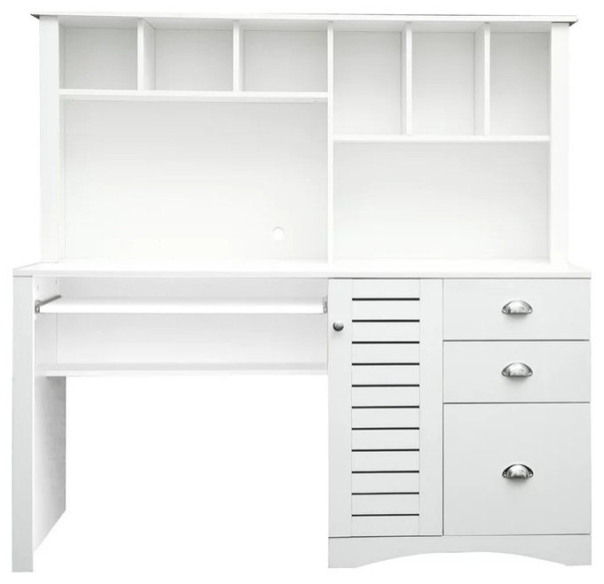 Large Desk, Waterproof Top With Integrated Hutch & Ample Storage Space ...