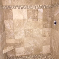 Java Tan & white pebble border, 4"x12", mesh-backed stone tile ...