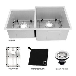 ZLINE 32 In. Under Mount Sink, Stainless Steel, Double Bowl, SRDL-32 ...