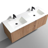 Fiore Wall Mount Modern Bathroom Vanity, Oakwood, 60" - Contemporary ...