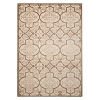10' X 13' Cream Ikat Non Skid Indoor Outdoor Area Rug - Mediterranean ...