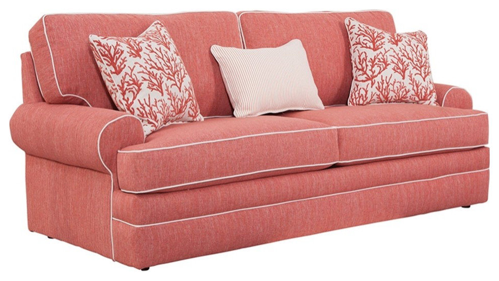 Pemberly Row Modern Sleeper Sofa with 3 Pillows in Pink Finish - Beach ...