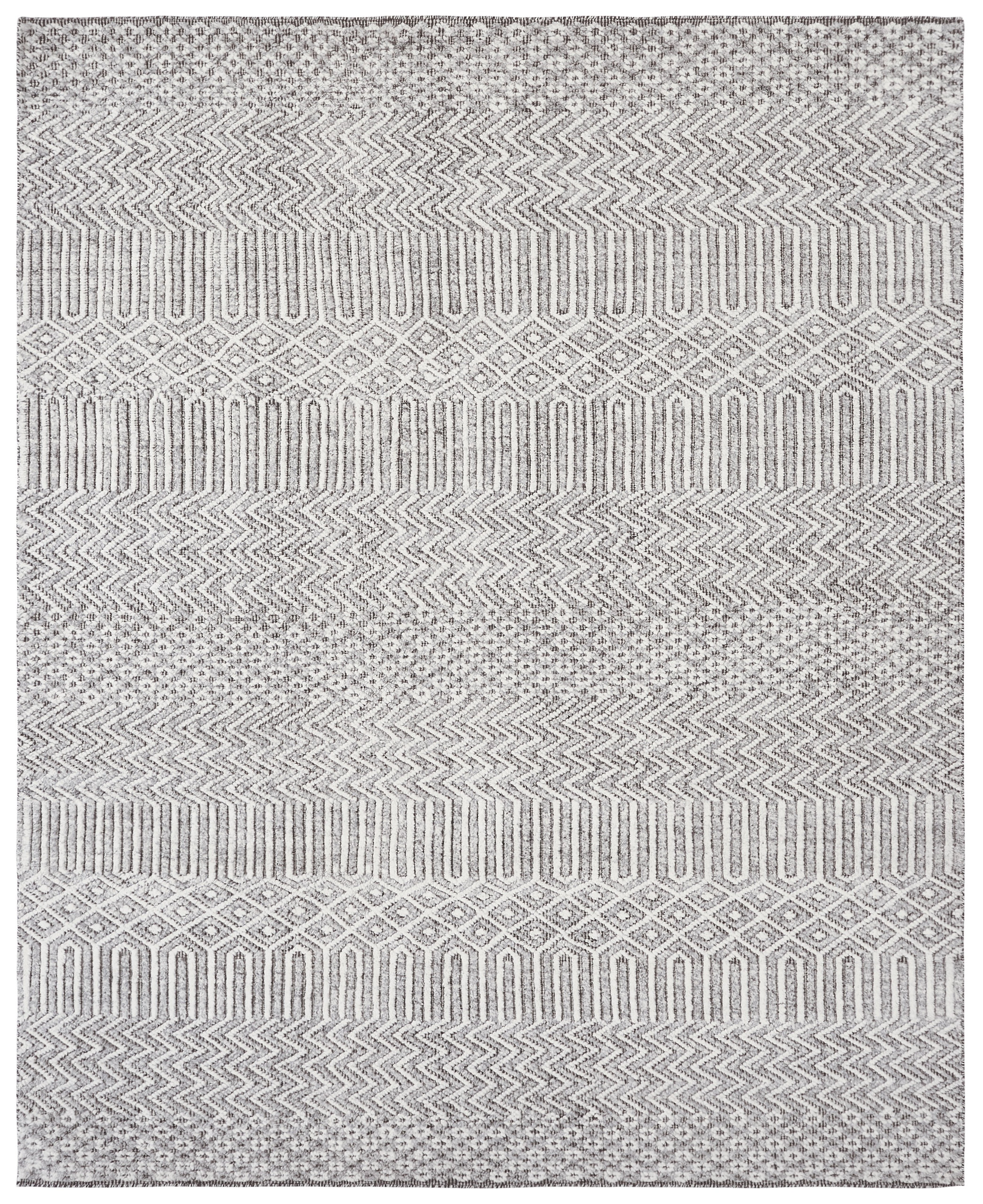 Ivory Contemporary Geometric Transitional High-Low Area Rug ...