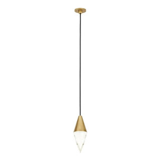 Turret Port Alone Pendant, 1-Light, LED, Natural Brass, 6.7"H ...