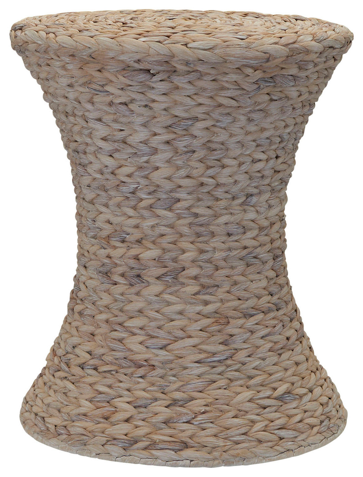 Handwoven Water Hyacinth Wicker Stool With Hourglass Shape - Tropical ...