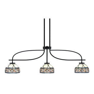 Cavella 3 Light Island Light, Matte Black Finish, 7" Royal Merlot Art ...