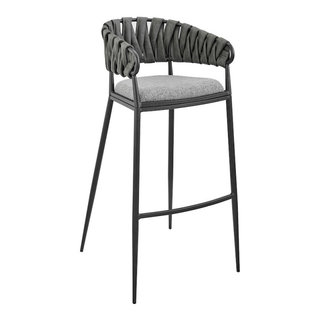 Armen Living Vigona Counter Stool, Black/Gray/Faux - Midcentury - Bar ...