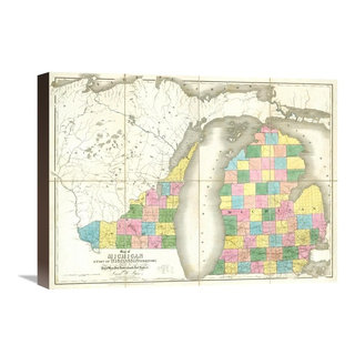 Map Of Michigan & Part Of Wisconsin Territory, 1839, 16"x1.5"x12", 22 ...