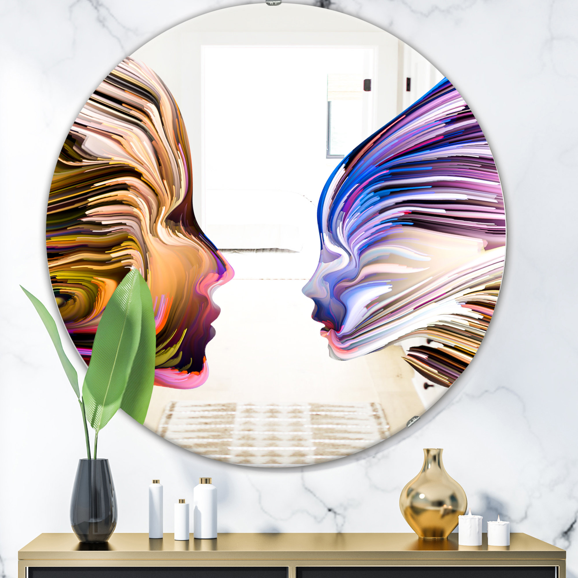 Designart Metaphorical Mind Painting Modern Oval Or Round Wall Mirror ...