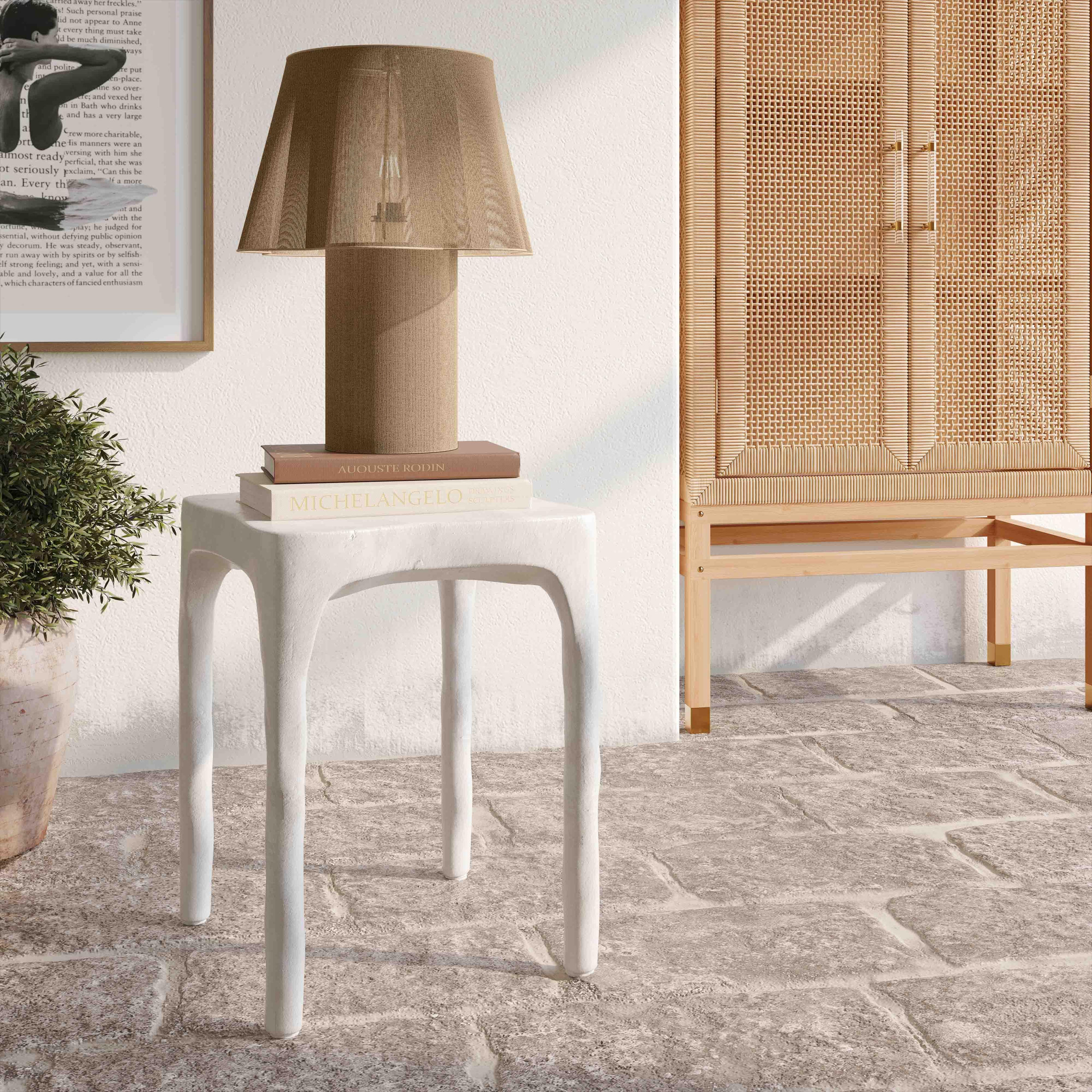 Skully Cream Textured Side Table - Farmhouse - Side Tables And End ...