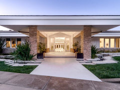 Portico design for a traditional colonial, with recessed door