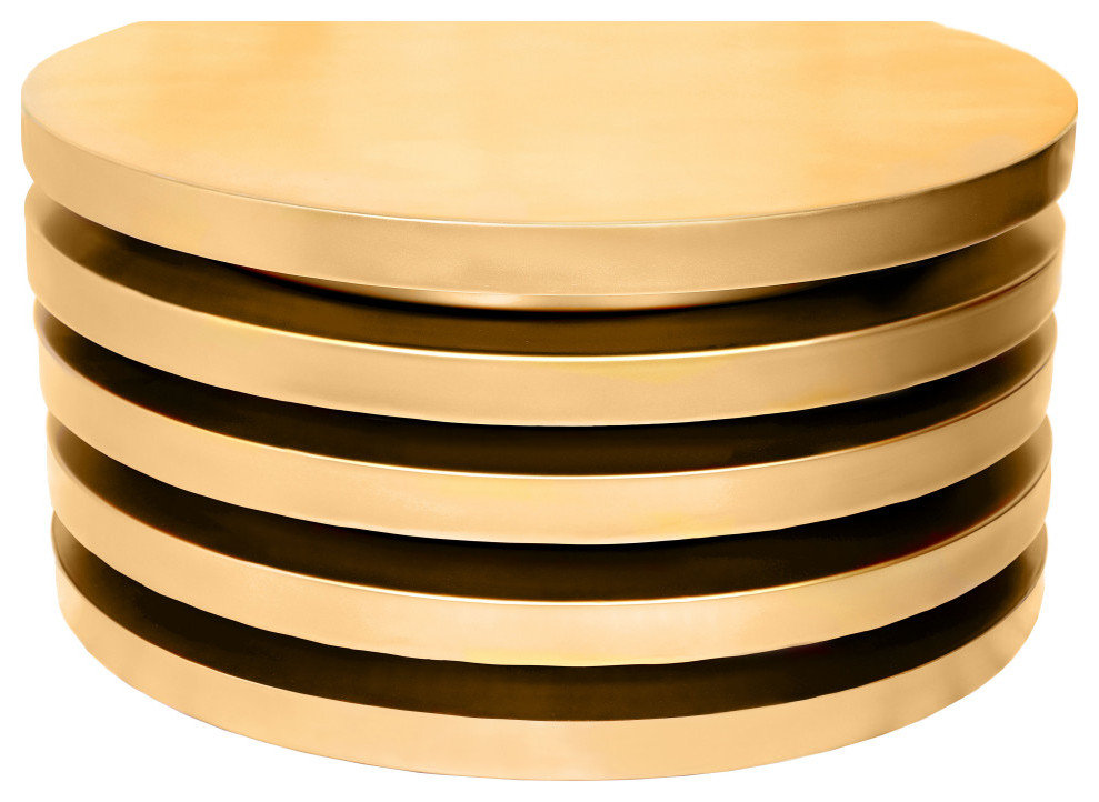 Levels Round Brushed Gold Coffee Table - Contemporary - Coffee Tables ...