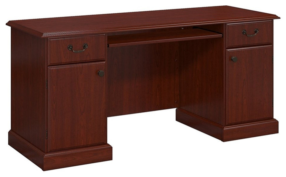Arlington Computer Desk with Storage and Keyboard Tray in Harvest ...