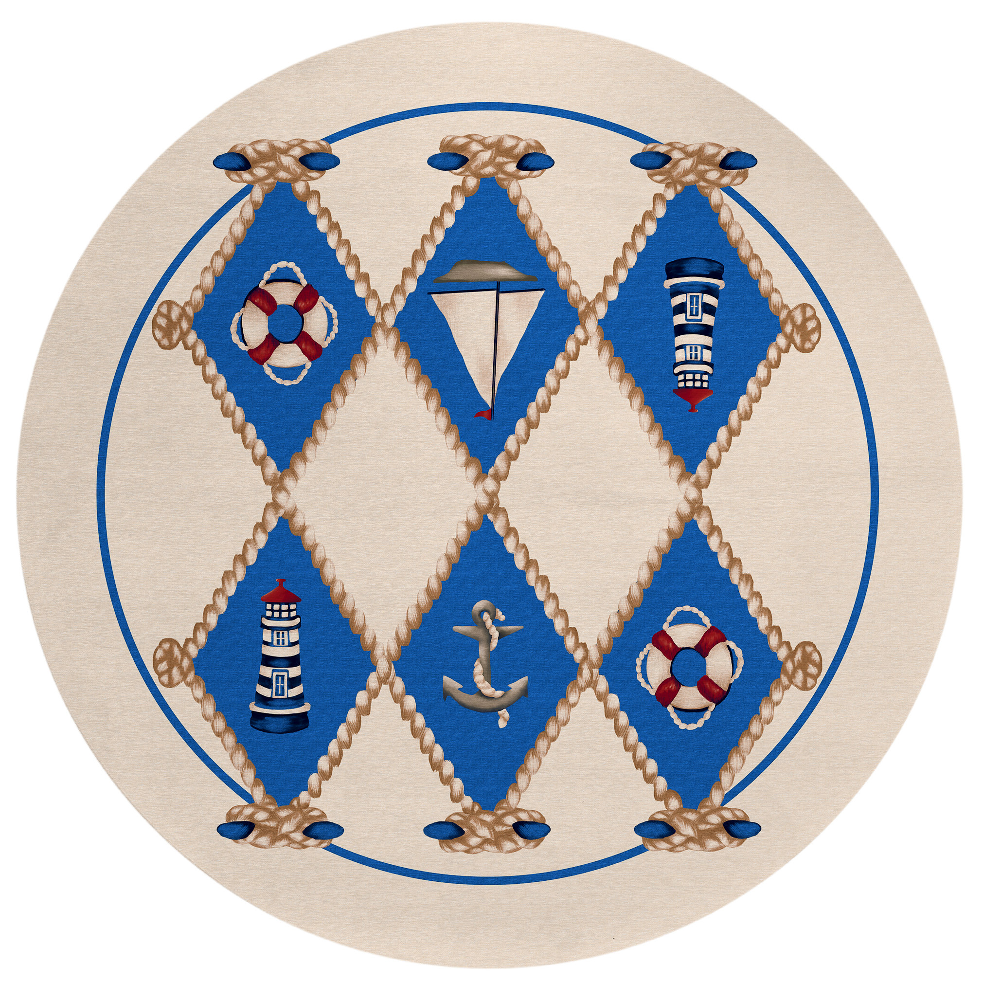 Indoor/Outdoor Harbor HA6 Ivory Washable 8' x 8' Round Rug ...