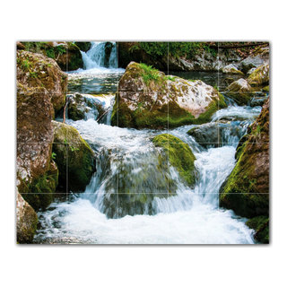 River Ceramic Tile Wall Mural HZ500916, 21.25" Wide x 17" High - Rustic ...