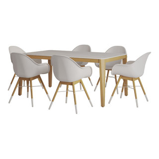 Midtown Concept Bahrain 215" White 7 Piece Indoor Rectangular Dining ...