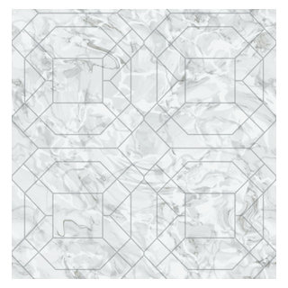 Silver Seraphina Peel & Stick Wallpaper, Swatch - Contemporary - Wall ...