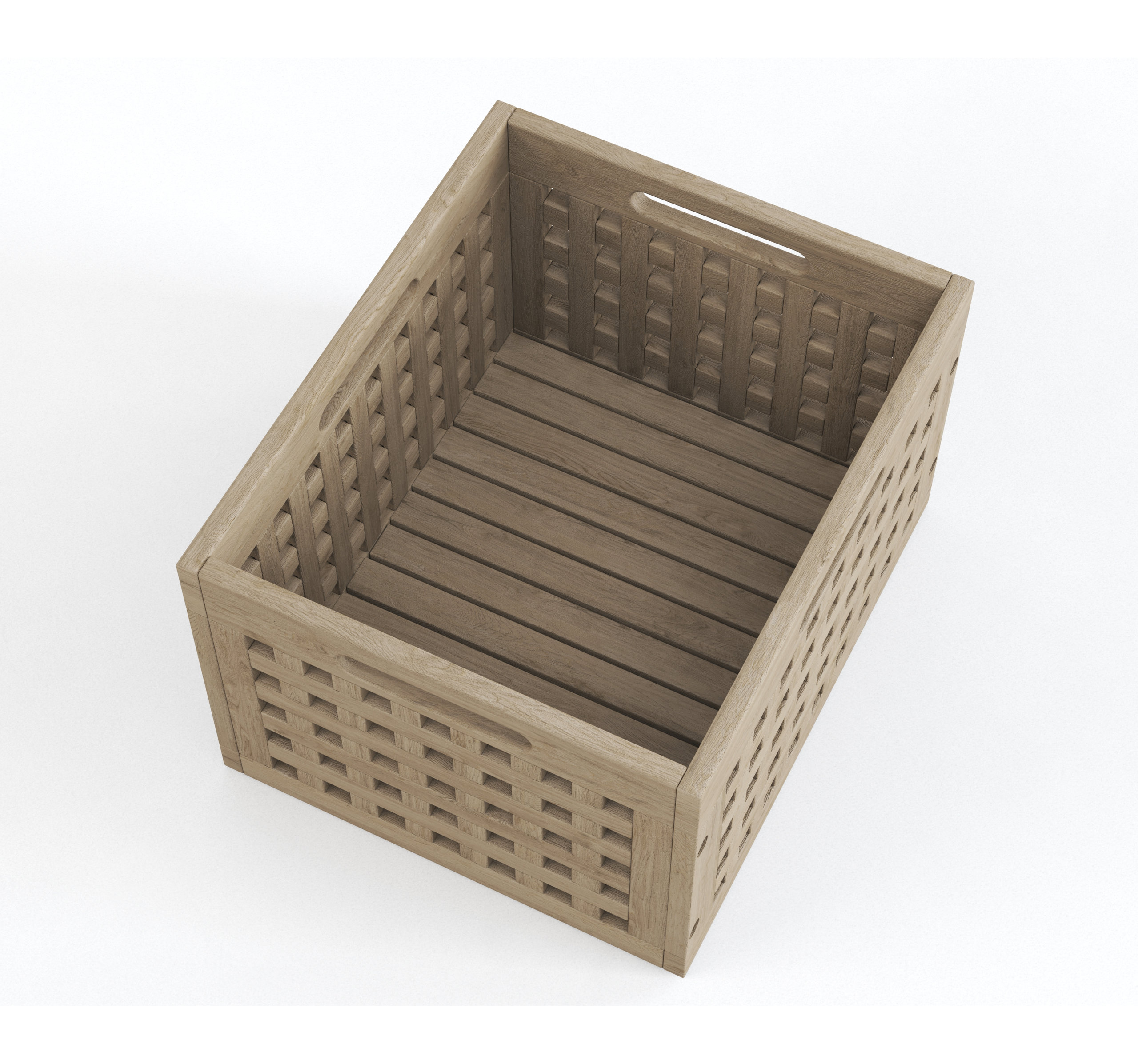 Grate Large Size Teak Storage Bin, 10" Tall - Transitional - Bathroom ...