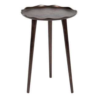 Accent End Table, Aluminum Frame With Sleek Angled Legs & Deckled Top ...