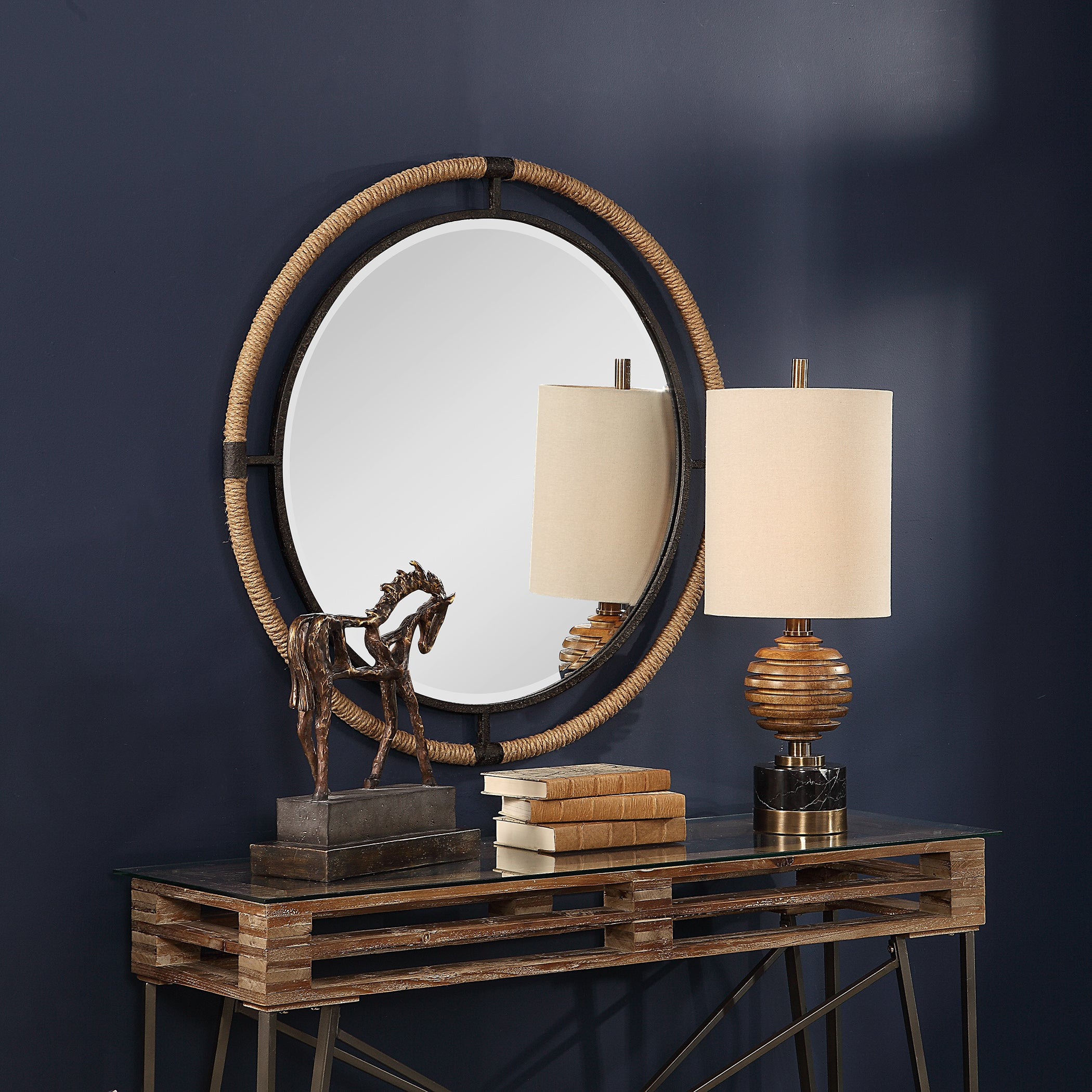Uttermost Melville Coastal Round Mirror - Beach Style - Wall Mirrors ...