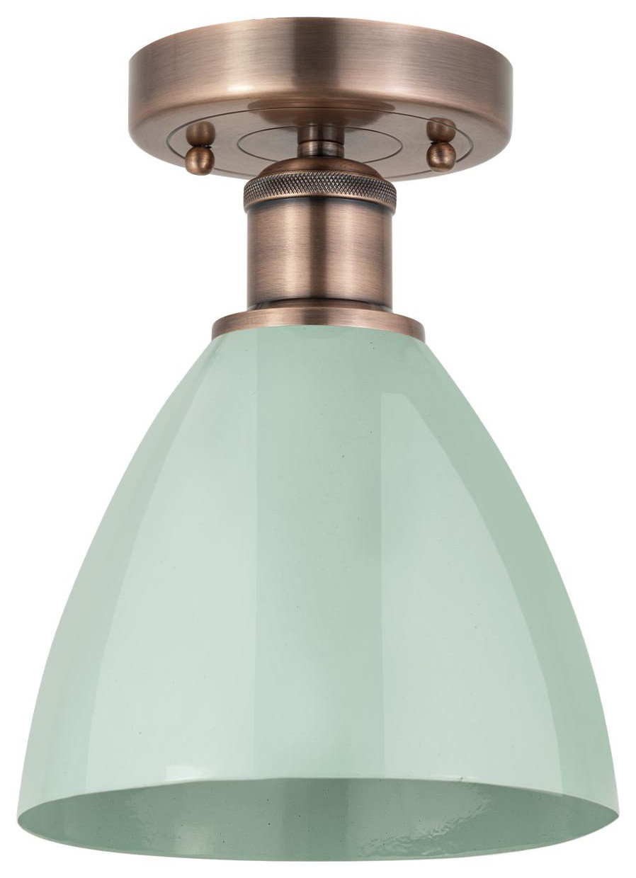 Plymouth Dome 1 Light Semi-Flush Mount, Antique Copper, Seafoam, 4 lb ...