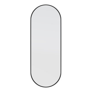 22" W X 60" H Pill Shape Stainless Steel Framed Mirror - Transitional ...