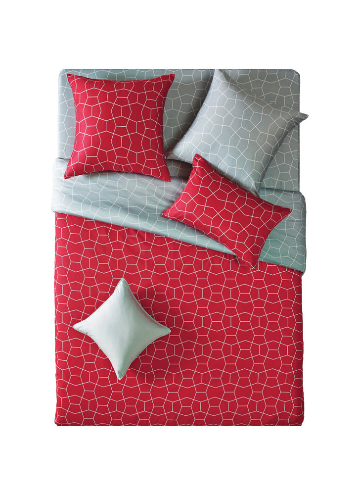 Reversible Modern Red And Gray Duvet Cover Set, King - Contemporary ...