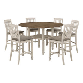 Sarasota 7-piece Counter Height Dining Set With Drop Leaf Nutmeg and ...