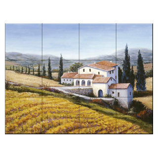 Tile Mural, Autumn Comes To Tuscany by Barbara Felisky, 21.25" x 17 ...