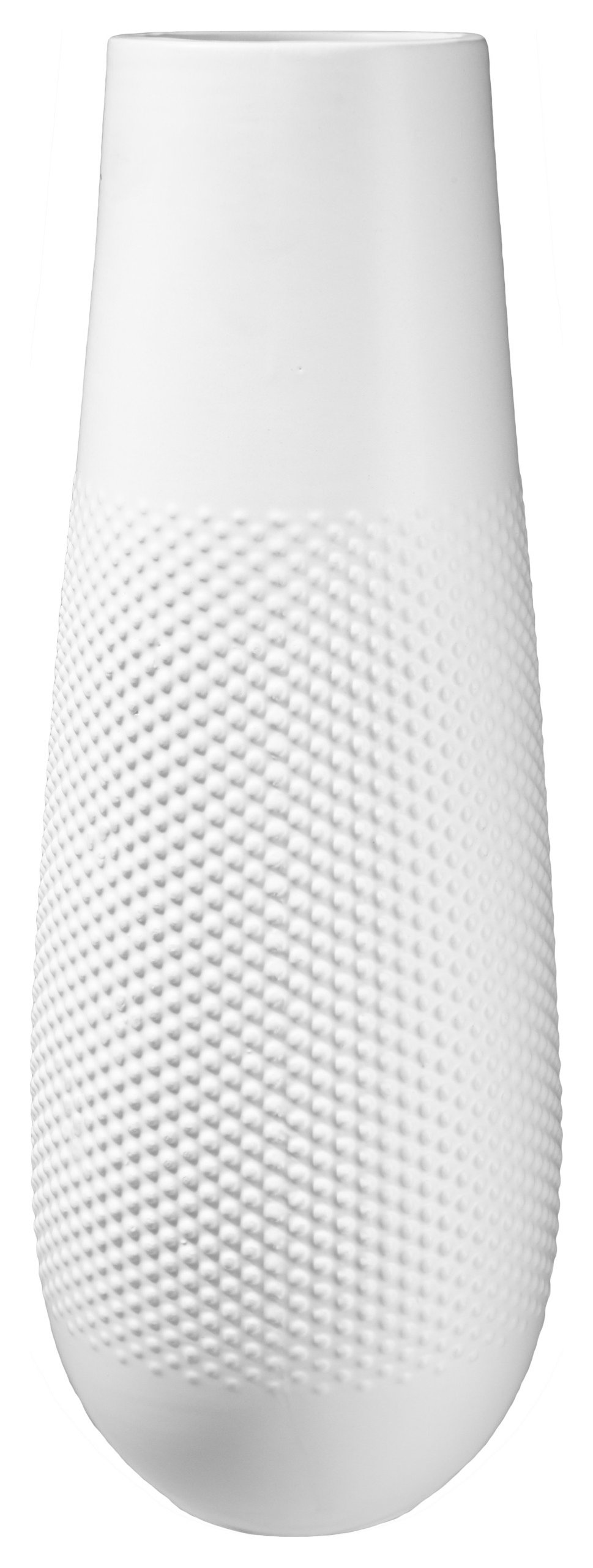 Round Ceramic Vase with Embossed Dotted Design Matte White Finish ...