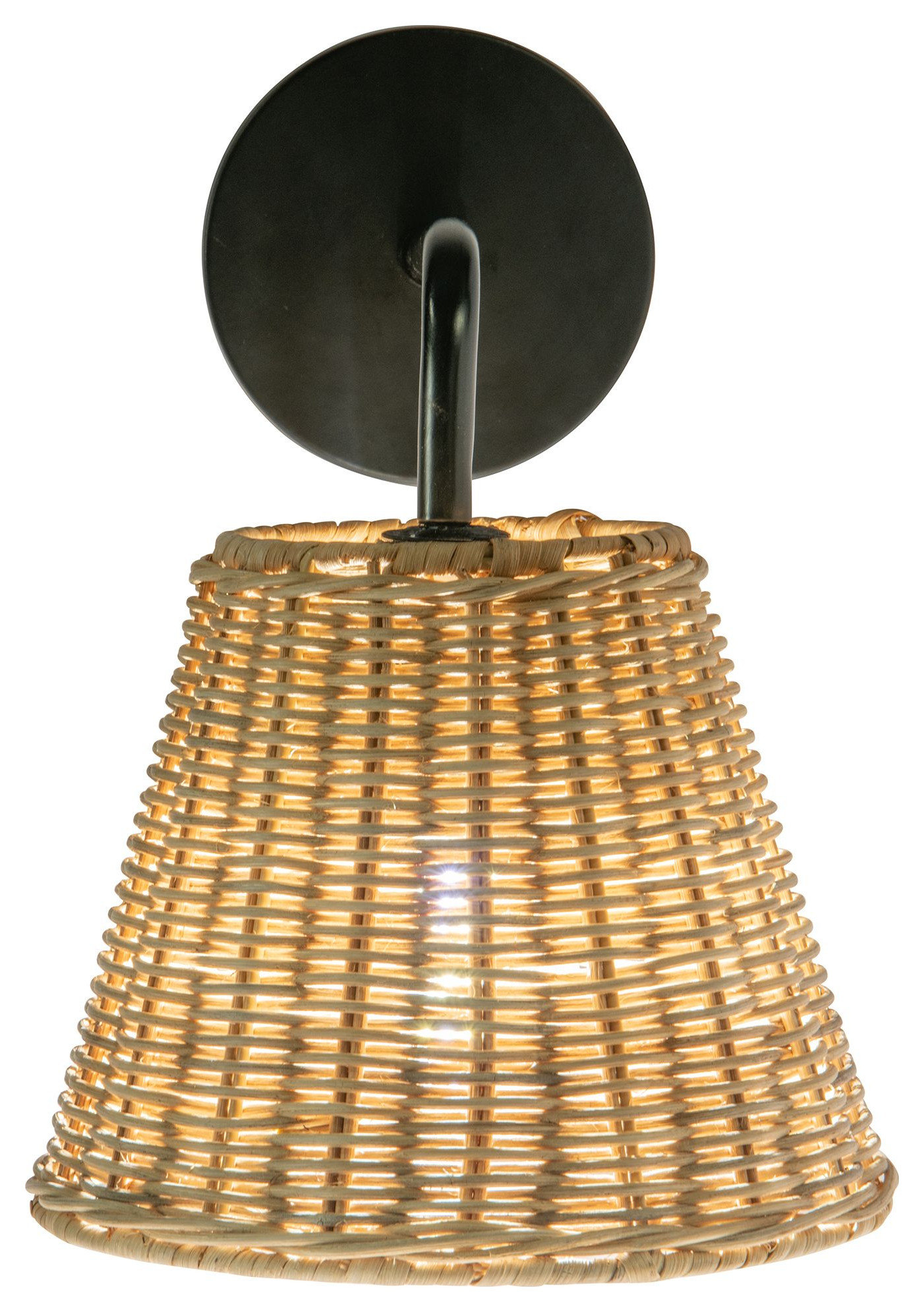 Wicker Cone Wall Sconce w. Gooseneck, Natural - Tropical - Wall Sconces ...