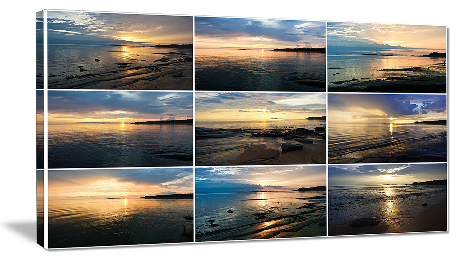 Sea Sunset Collage, Landscape Canvas Art Print, 40x20 - Beach Style ...