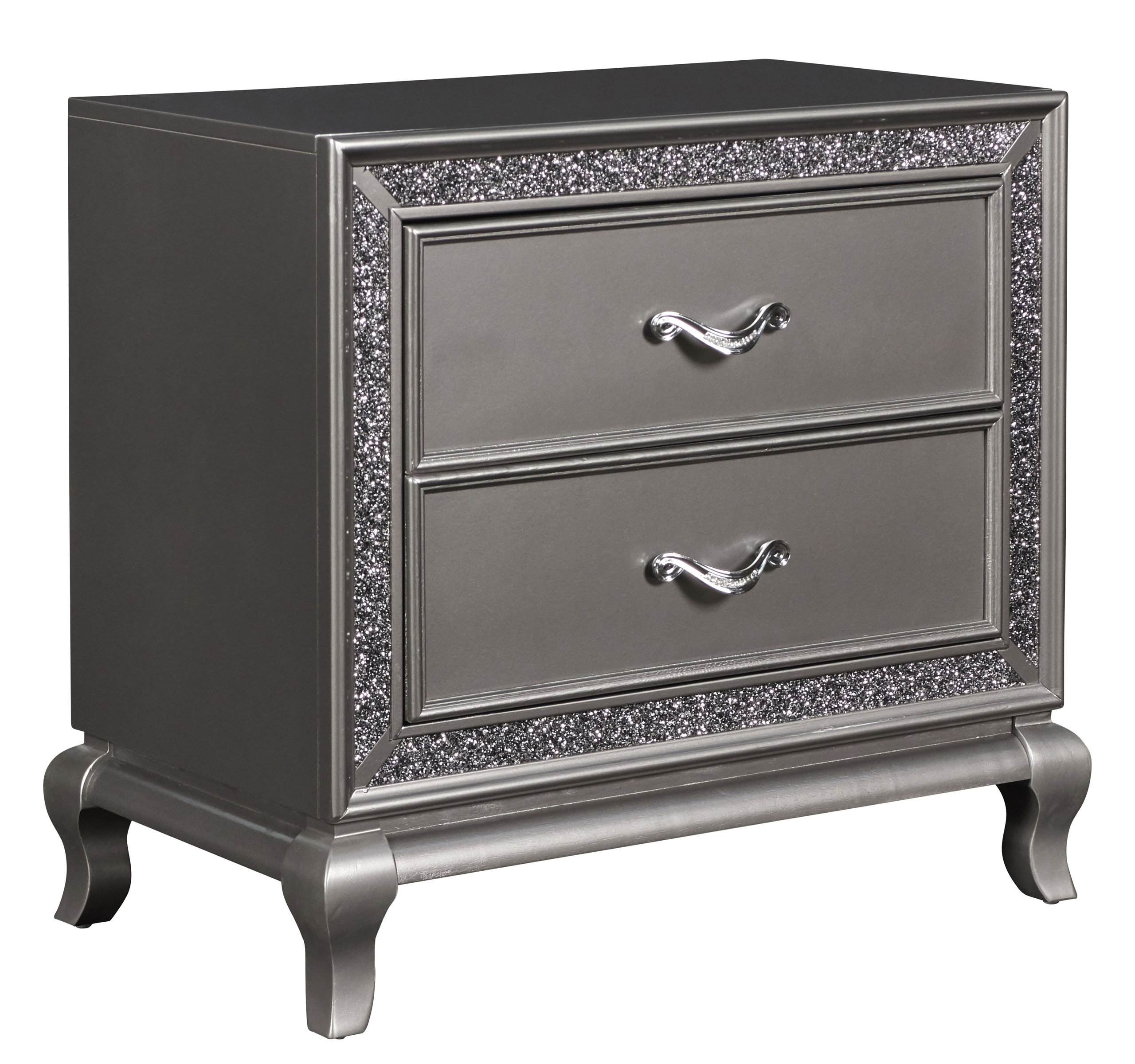 Benzara BM225822 Wooden Nightstand with Faux Crystal Accents and 2 ...