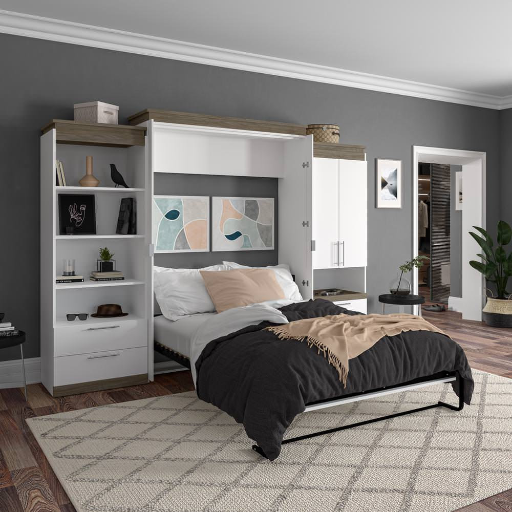 Orion 124W Queen Murphy Bed And Multifunctional Storage With Drawers ...