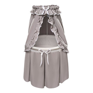 Empress Round Baby Bassinet With Canopy, Gray/White - Traditional ...
