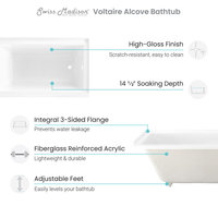 Voltaire Acrylic With Integral Tile Flange, 60"x32" - Contemporary ...