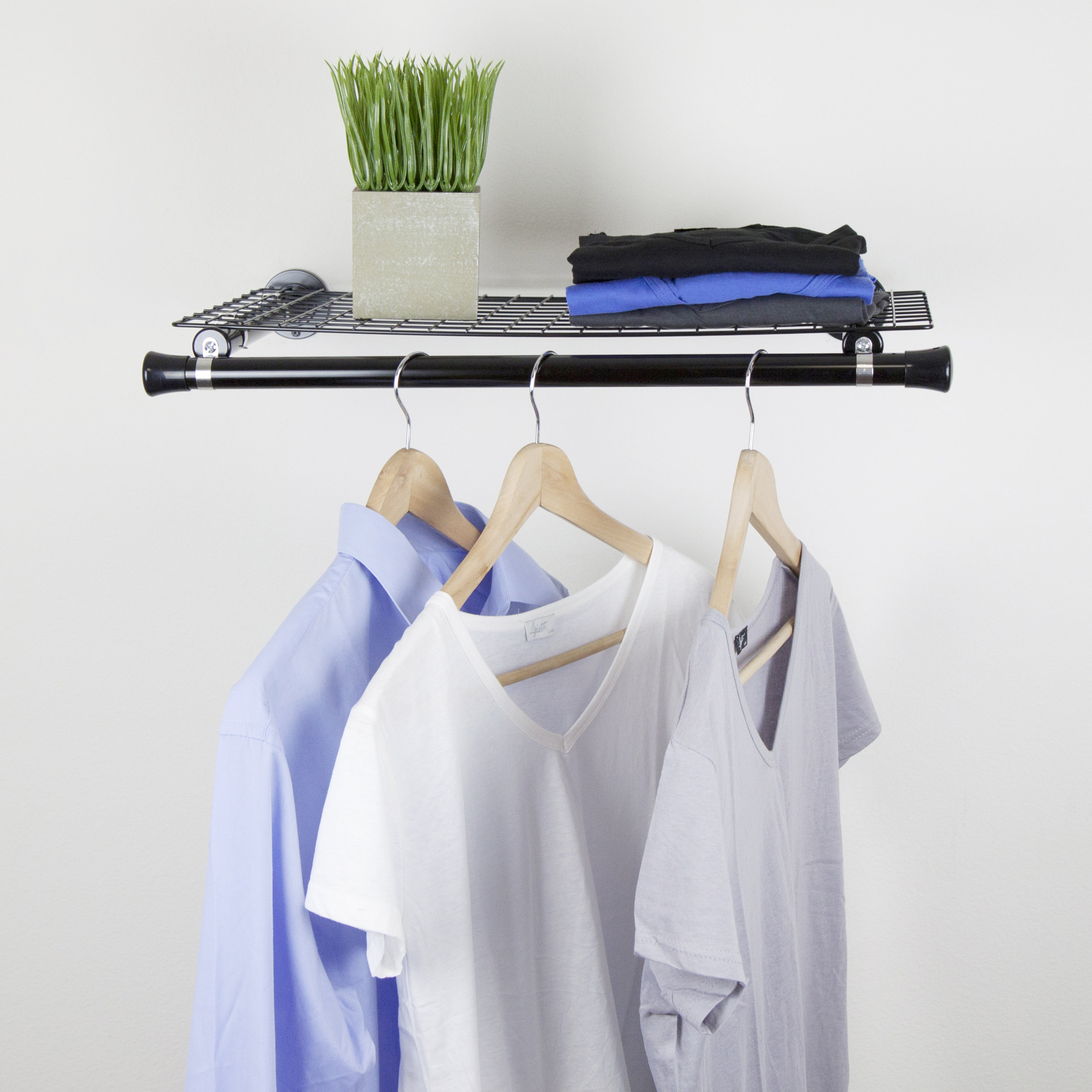 Single Shelf With Hanger, White - Modern - Utility Shelves - by Rod ...