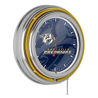NHL Chrome Double Rung Neon Clock, Watermark, Nashville Predators ...