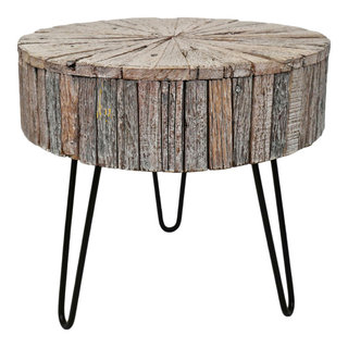 Salvaged White Wash Pinwheel Side Table - Rustic - Side Tables And End ...