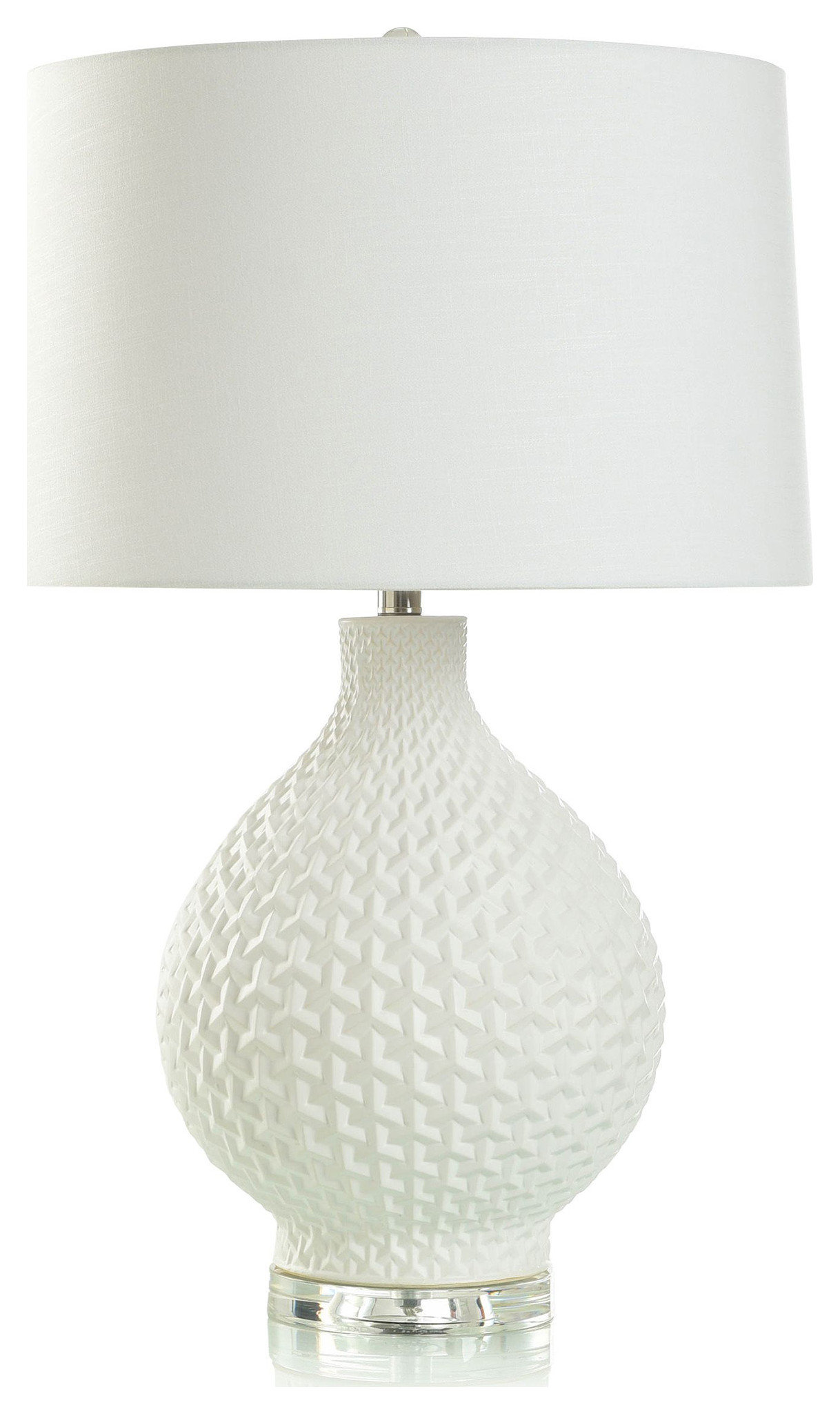 Matte Snow Table Lamp White Ceramic Geometric Patterned Body White ...