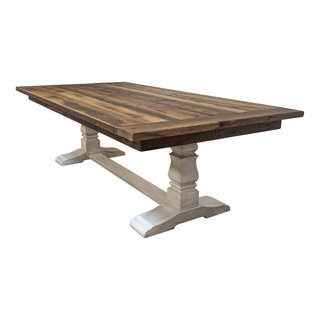 Avon Reclaimed Barnwood Dining Table, Trestle Base, 42x72, 2 Bb Ext ...