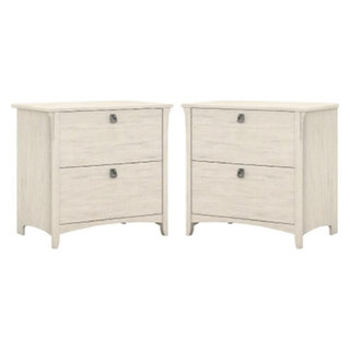 Home Square 2 Piece Wood Filing Cabinet Set with 2 Drawer in Antique ...