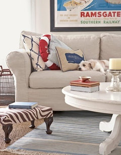 How do I use a red traditional sofa in a neutral room?