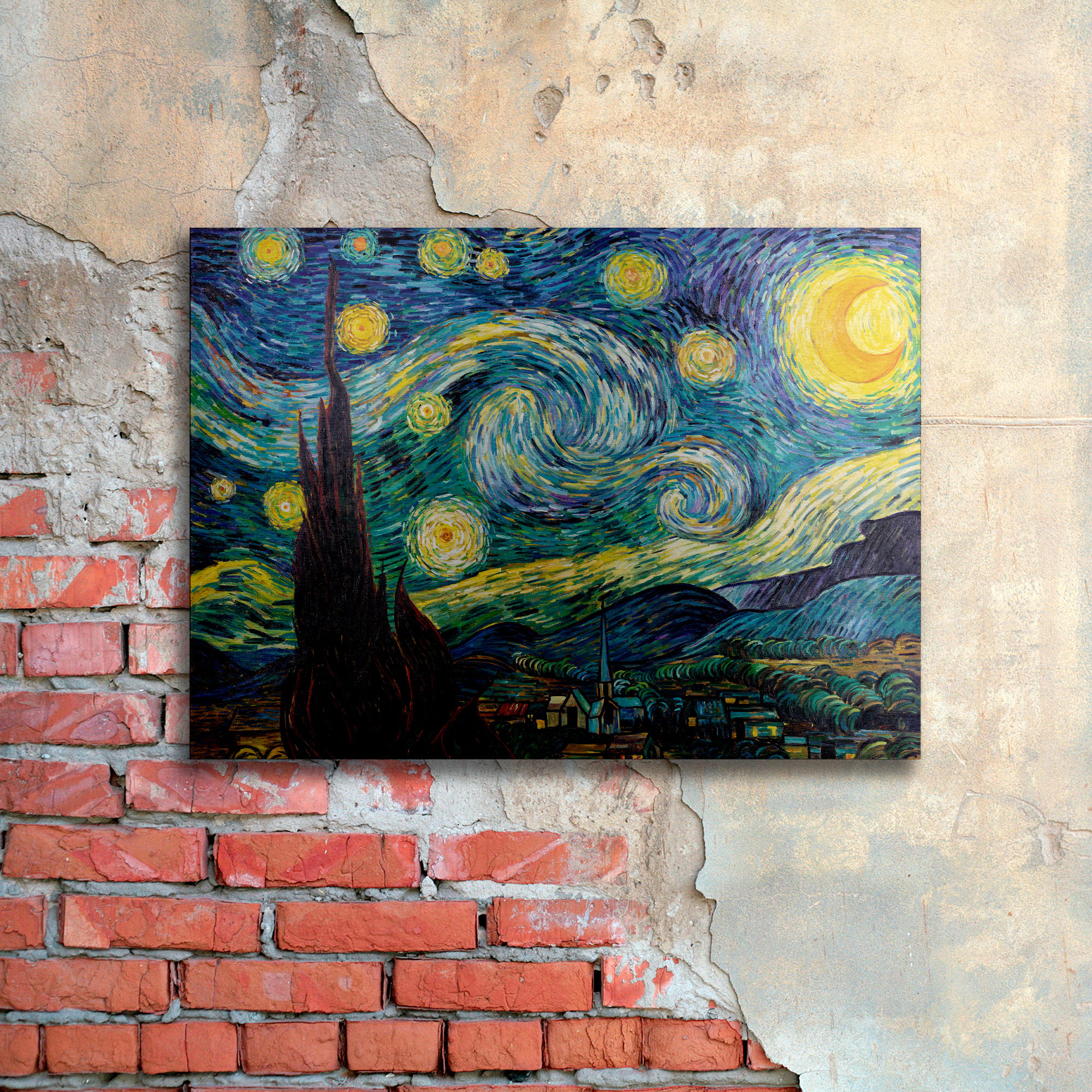 Vincent van Gogh 'Starry Night' Floating Brushed Aluminum Art, 16x20 ...